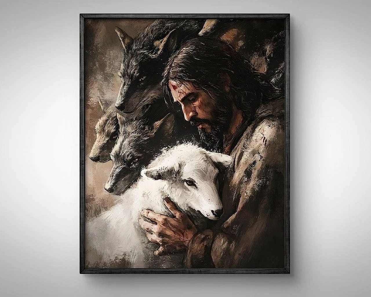 Jesus Saves The Lamb From Wolves, Protection Jesus, Christian Painting ...