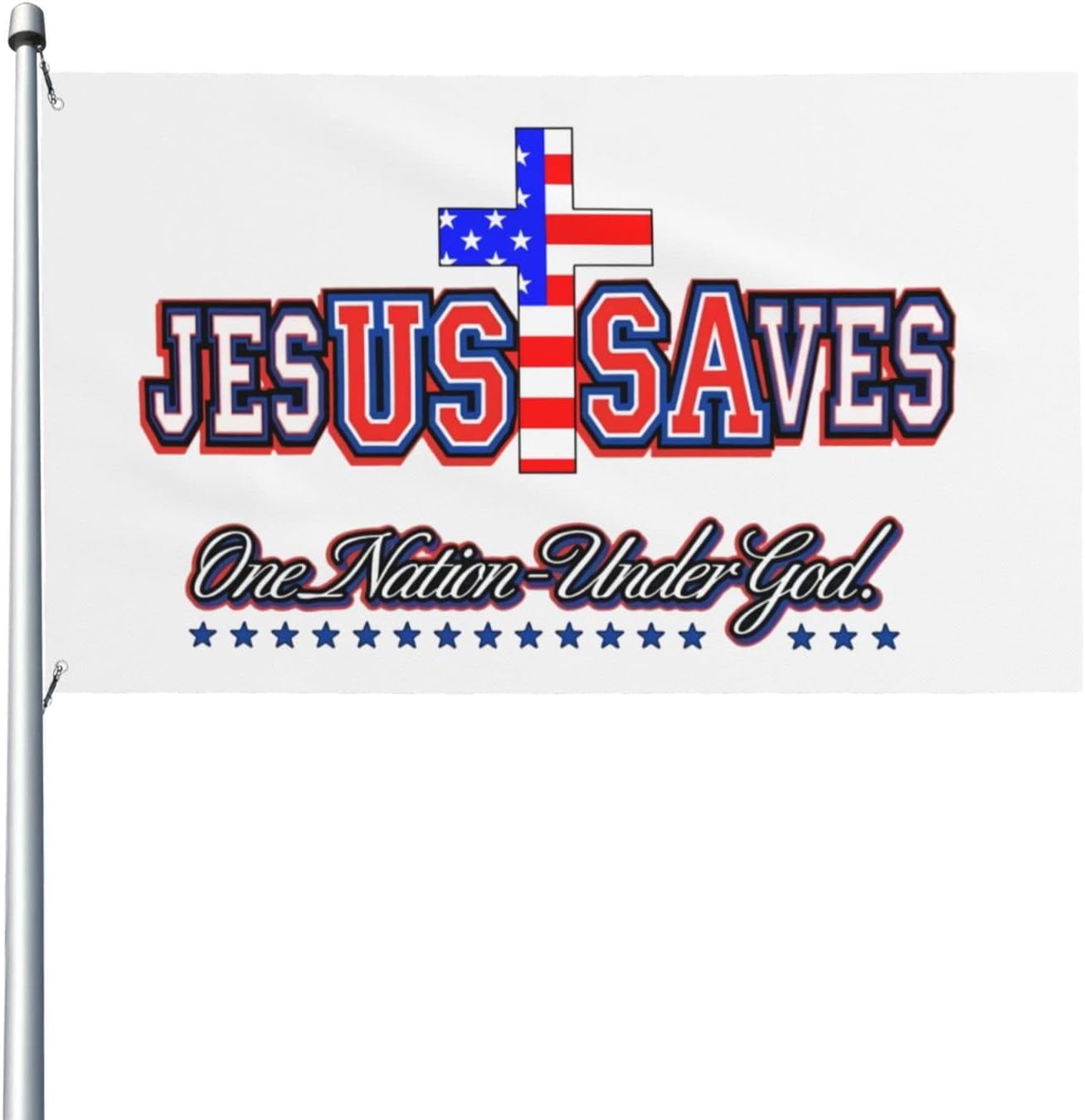Jesus Saves One Nation Under God Flag, 3Ply Polyester Heavy Duty Double ...