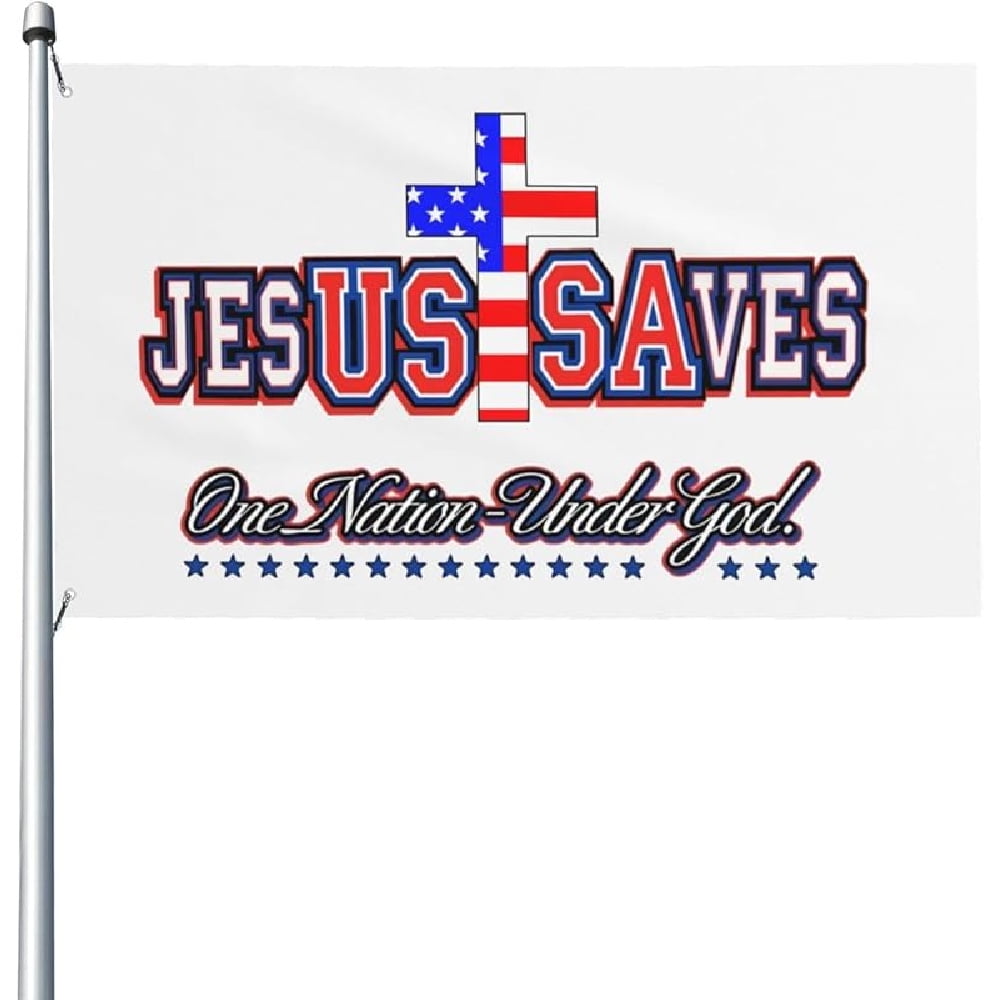 Jesus Saves One Nation Under God Flag Farmhouse Yard Outdoor Decor ...