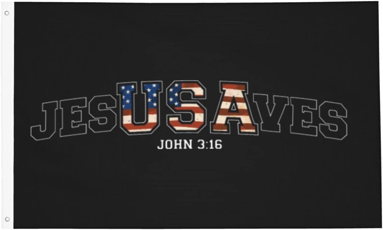 Jesus Saves Usa American Flag For Blessed Banner With Metal Grommets ...
