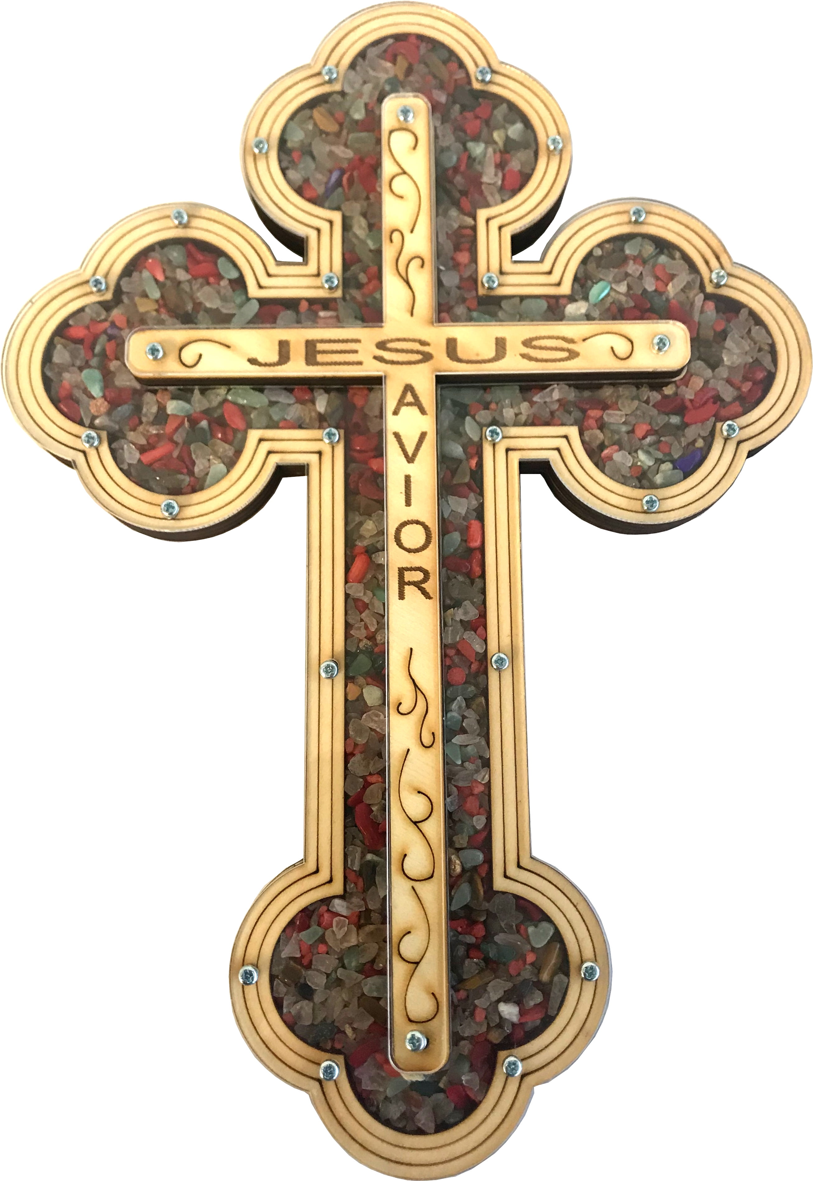 Jesus Savior Cross Filled with firy Reddish Carnelian semi Precious ...