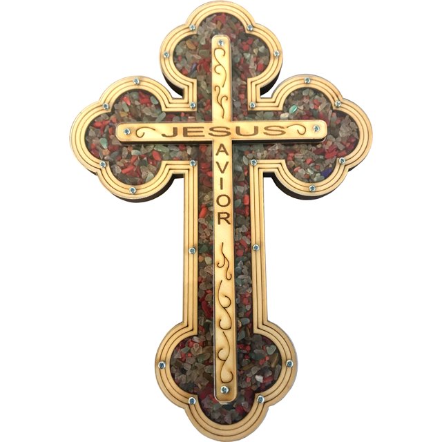 Jesus Savior Cross Filled with firy Reddish Carnelian semi Precious ...