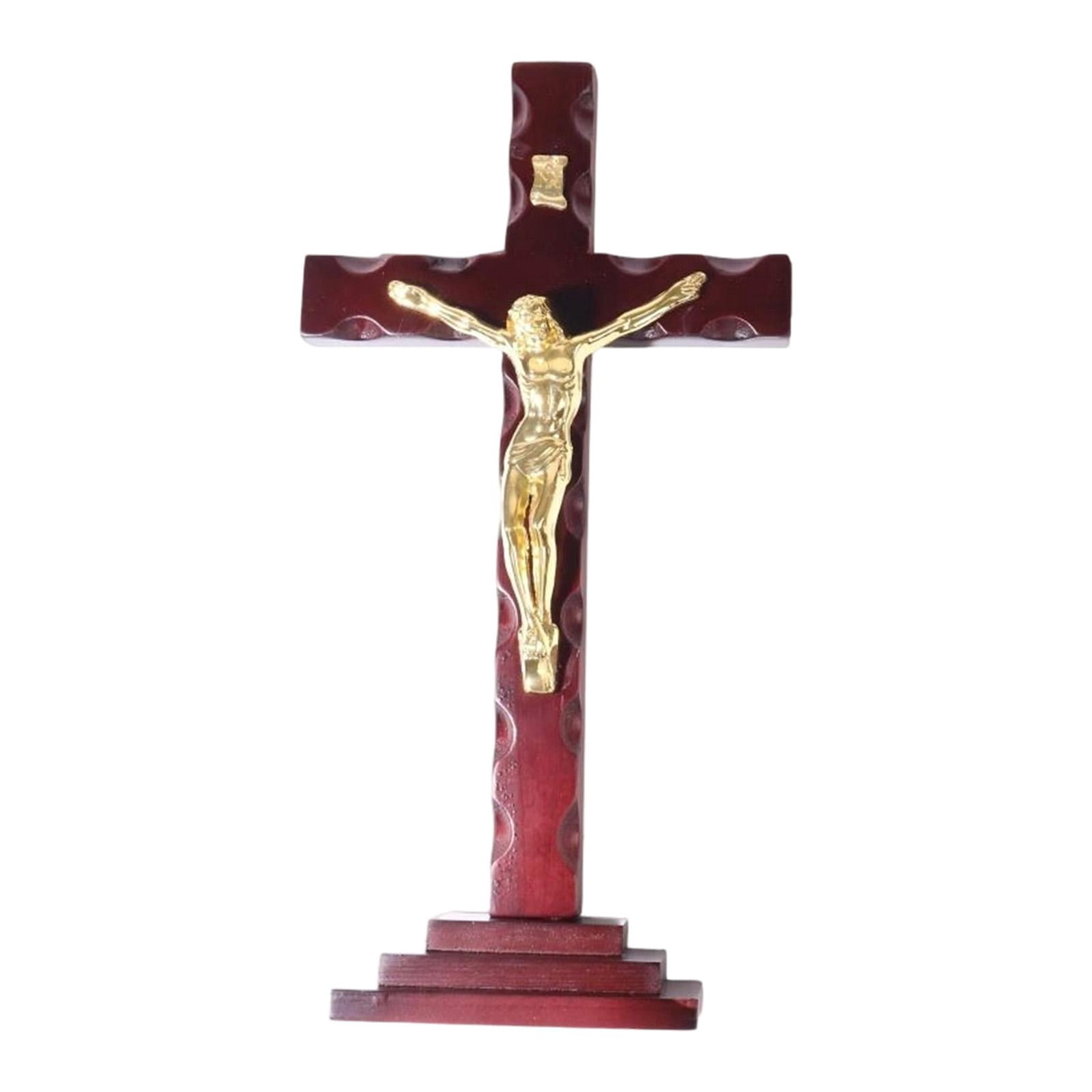 Jesus Sculpture Cross Wall Decor Wooden Crucifix Art Pine Wood Gift for ...