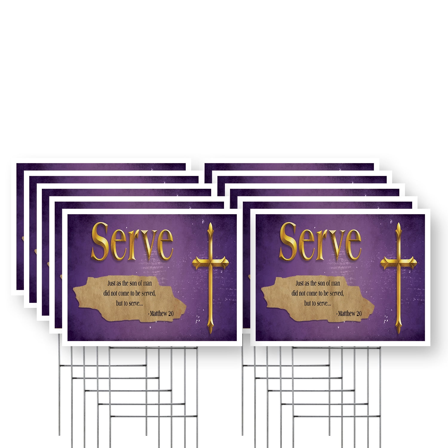 Jesus Serve Yard Sign 10 Pack of 18 Inch x 24 Inch Double Sided ...
