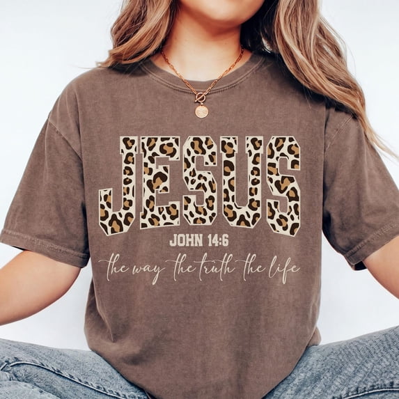 Jesus Shirt Leopard Print Bible Verse TShirt Trendy Christian Graphic ...