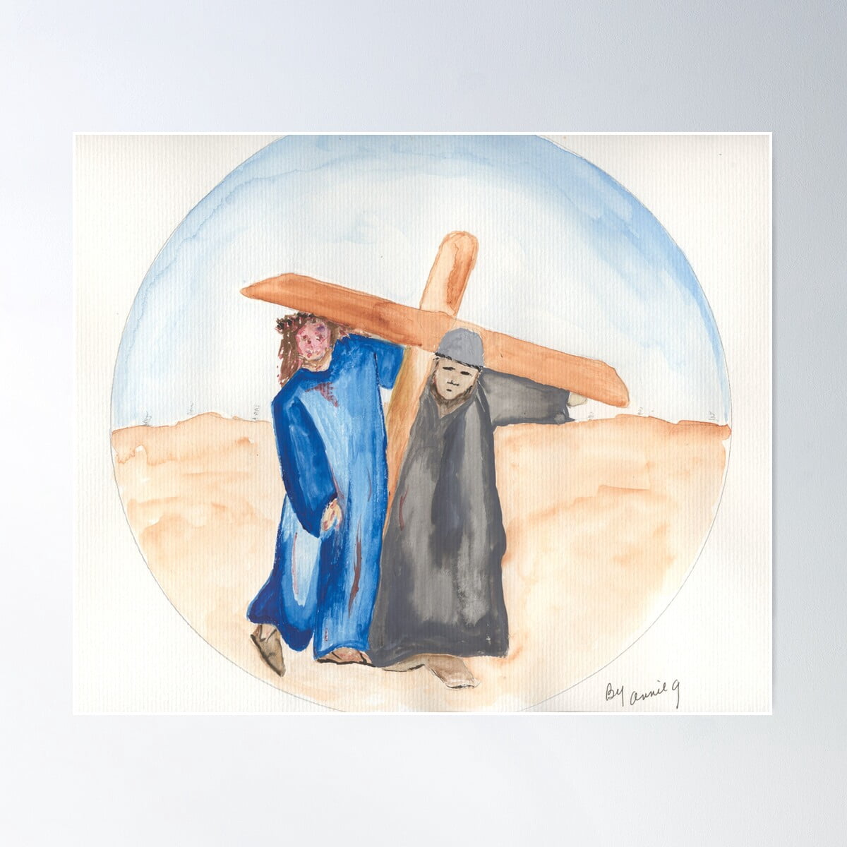 Jesus & Simon Of Cyrene Poster Wall Art, Modern Wall Decor For Living ...