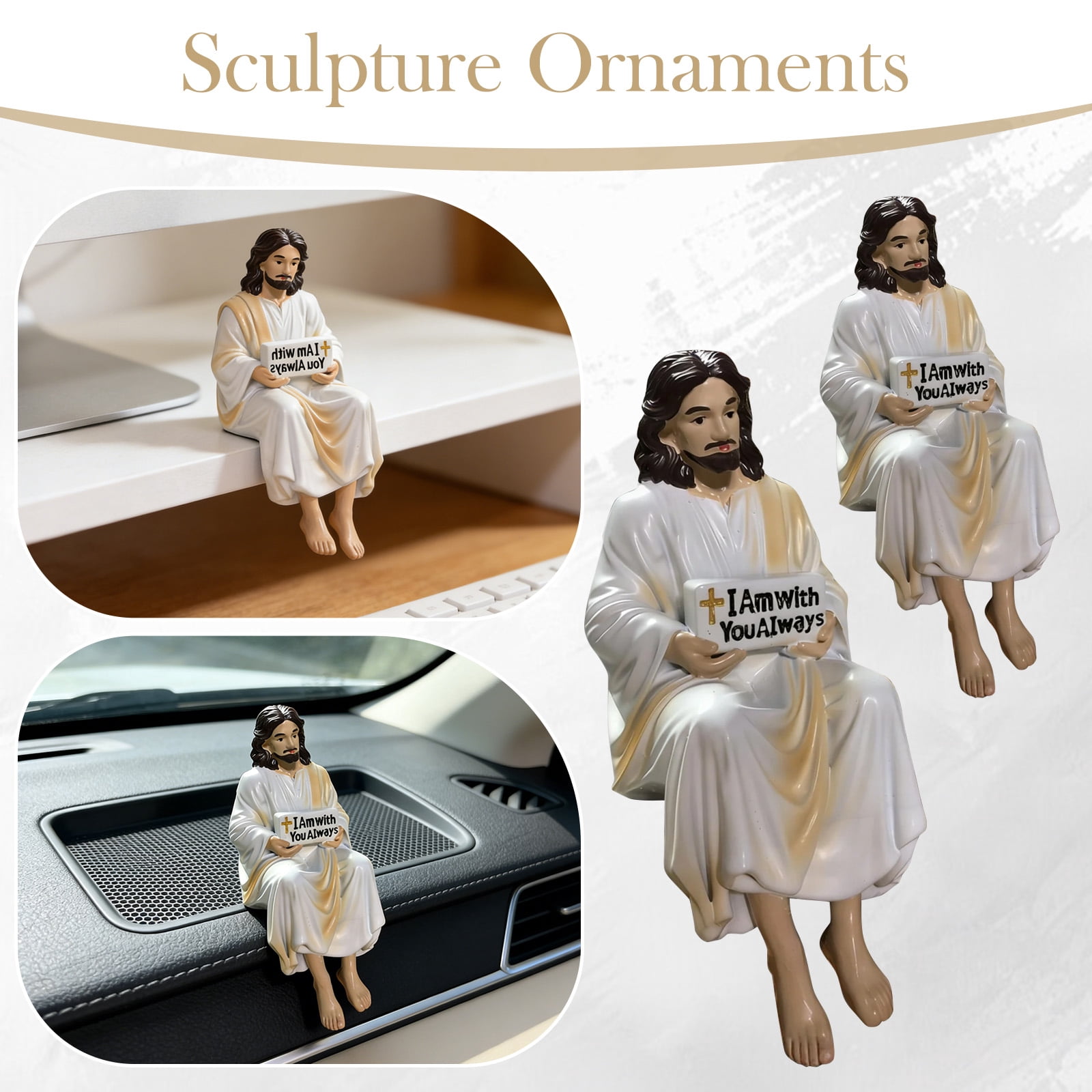 Jesus Statue with Inspirational Slogan - Desktop, Car Dashboard & Home ...