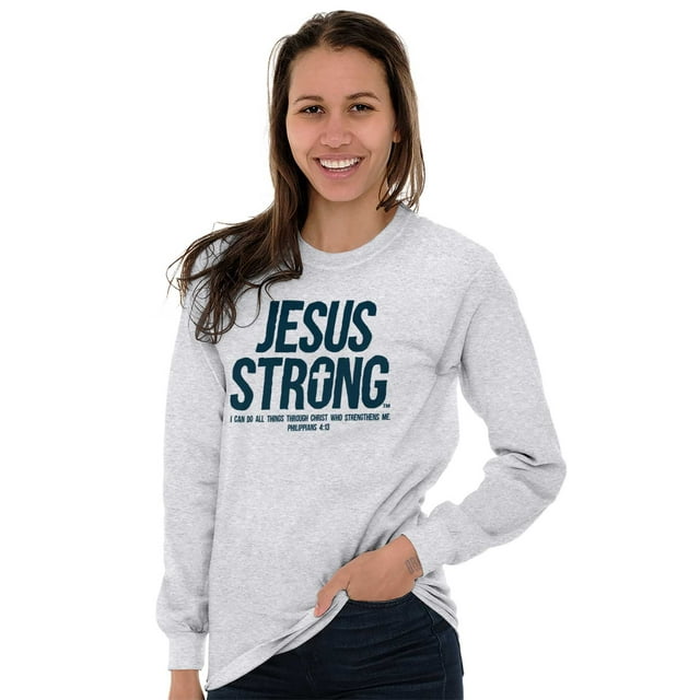 Jesus Strong Philippians 4:13 Bible Long Sleeve TShirt Men Women Brisco Brands 2X - Walmart.com