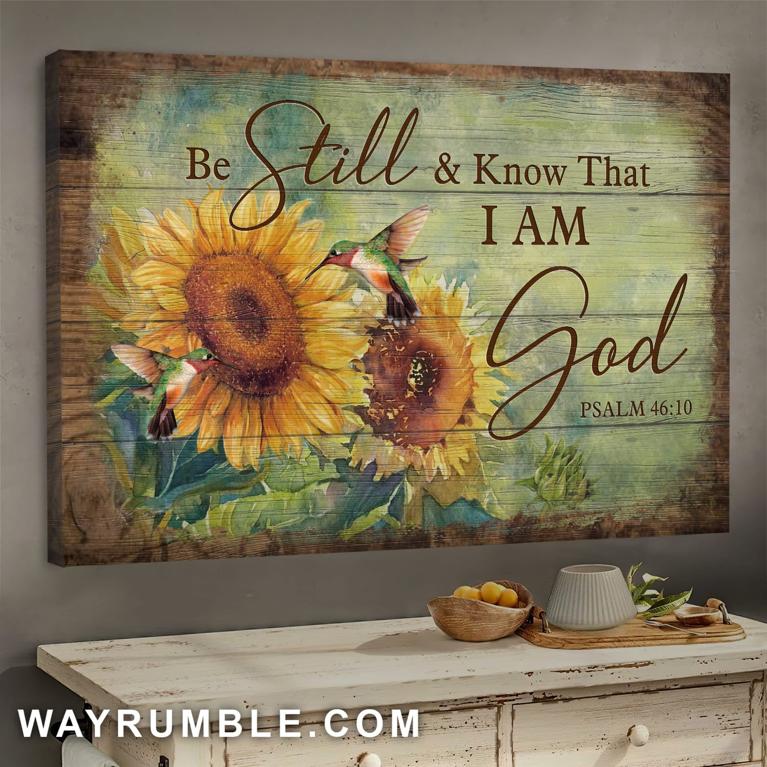 Jesus, Stunning Sunflower, Hummingbird - Be still and know that I am ...