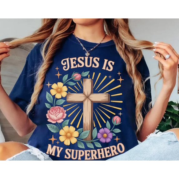 Jesus Superhero Floral Cross | Christian Faith Design - Walmart.com