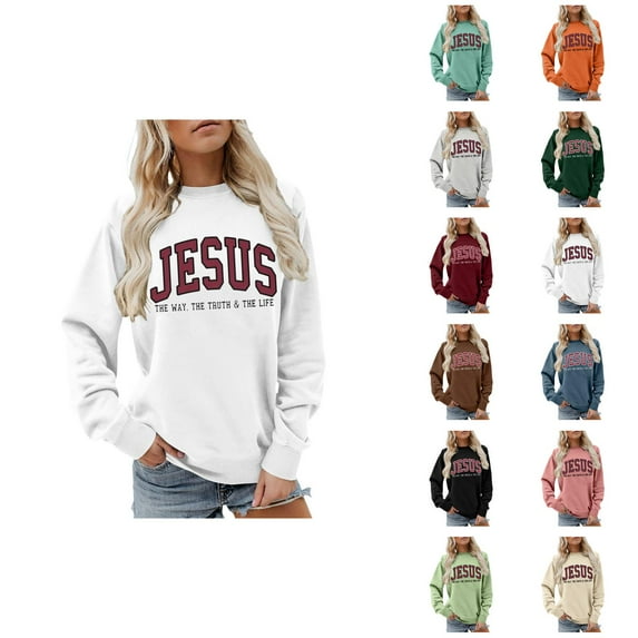 Jesus Sweatshirt for Women 2026 Long Sleeve Crewneck Jesus The Way The ...