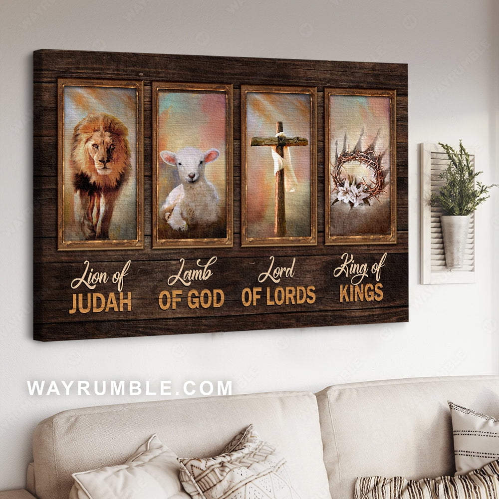Jesus Sym.Bol, Lion King, Lamb Of Jesus, Crown Of Thorn, Lord Of Lords - Jesus Landscape Poster ...
