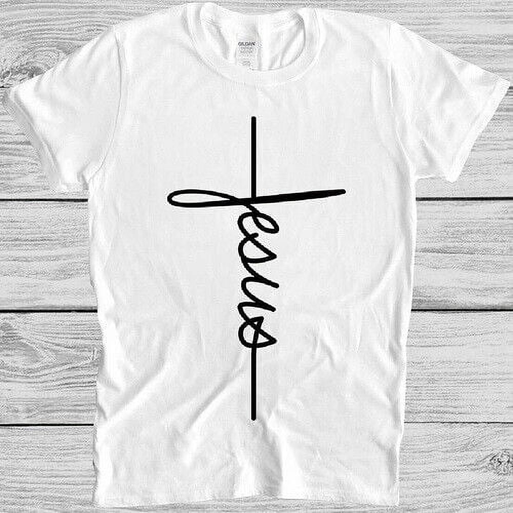 Jesus T Shirt Christian Religious Signature Cross Love Cool Gift Tee ...