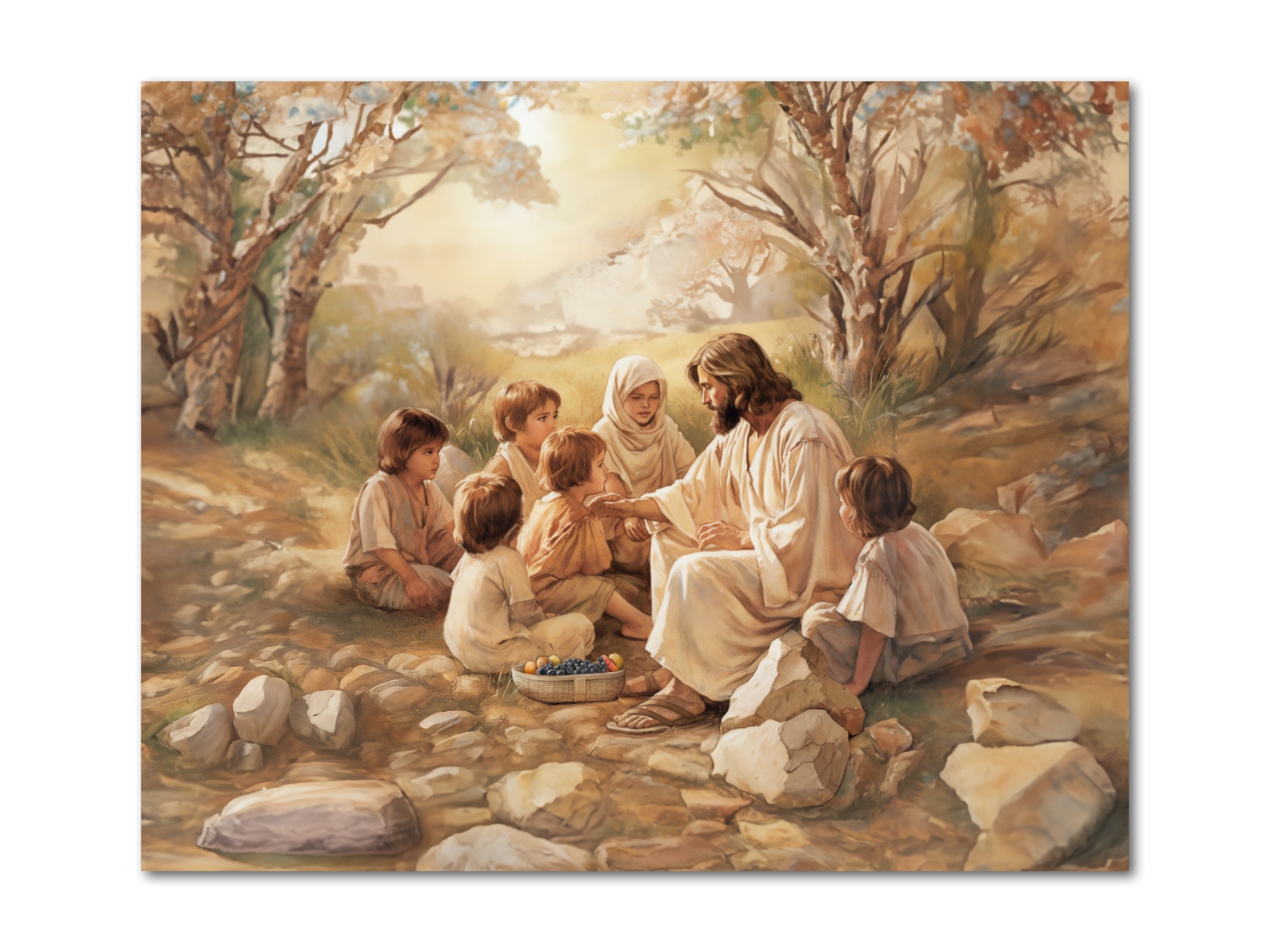 Jesus Teaching Children Art Print: Sunday School Decor UNFRAMED Poster ...