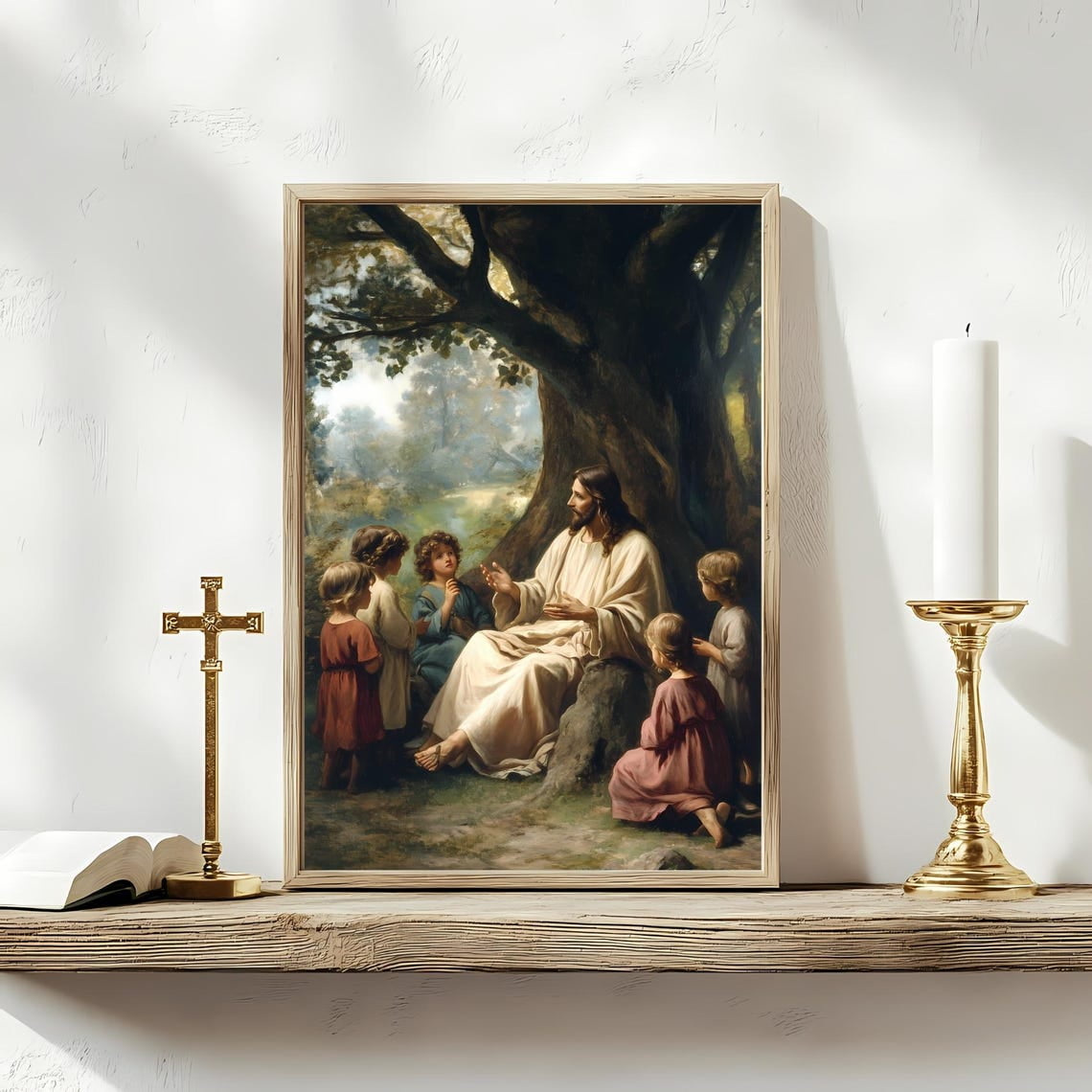 Jesus Teaching The Children, Classic Christian Wall Art, Bible Verse ...