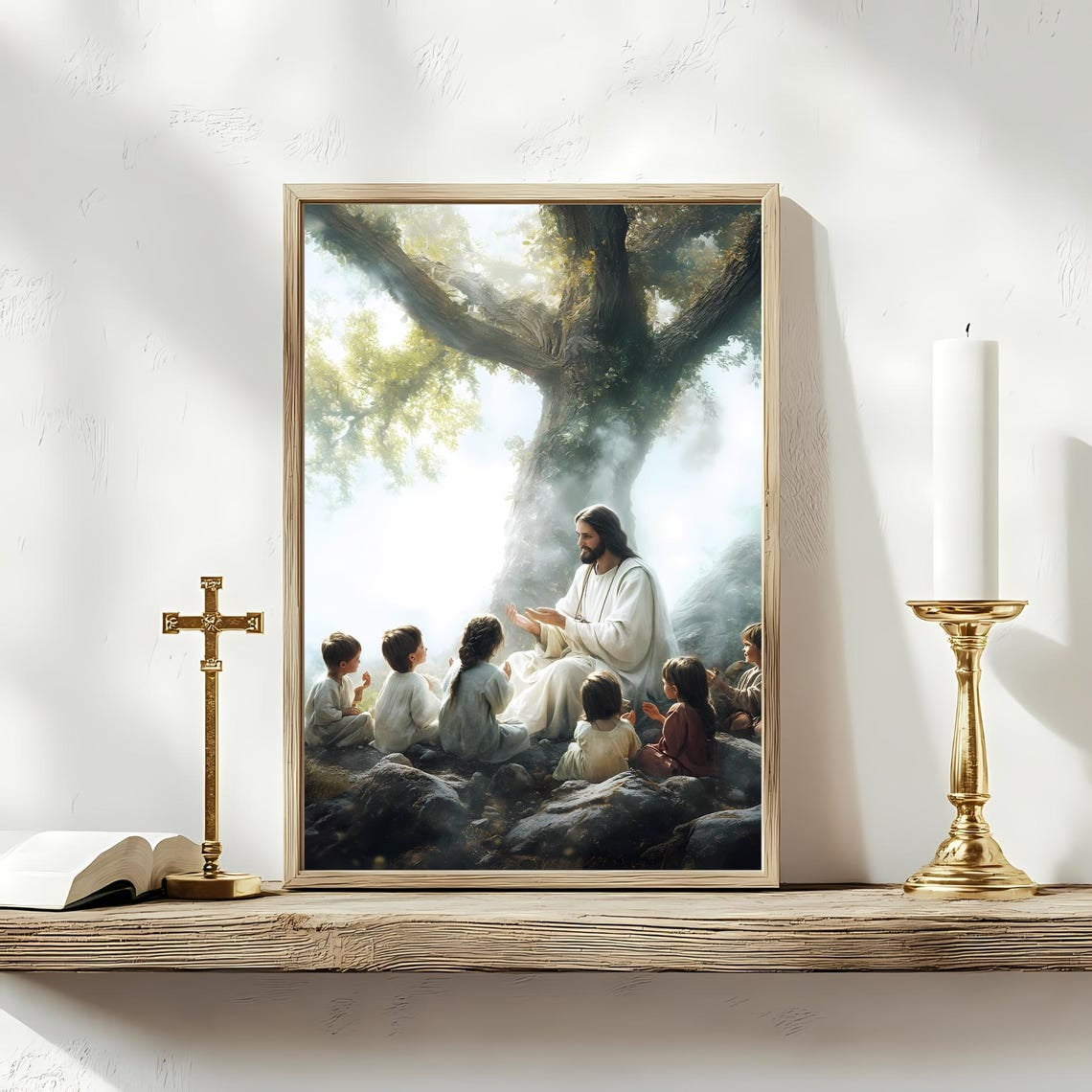 Jesus Teaching Children Print, Christian Wall Art For Kids, Bible Verse ...