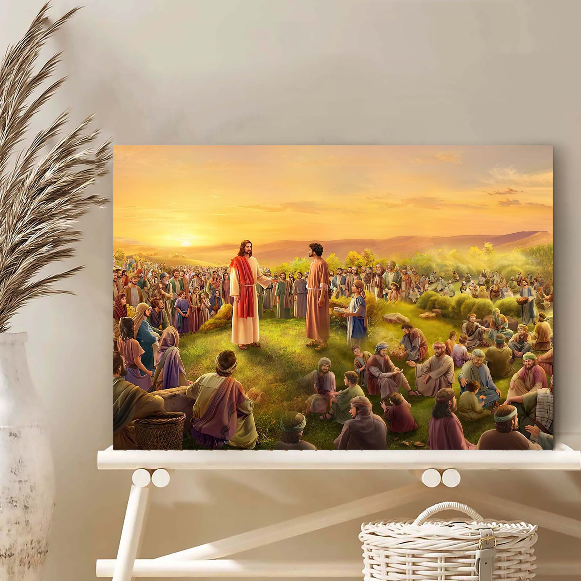 Jesus Teaching the Multitude Canvas Wall Art – Biblical Scene of Faith ...