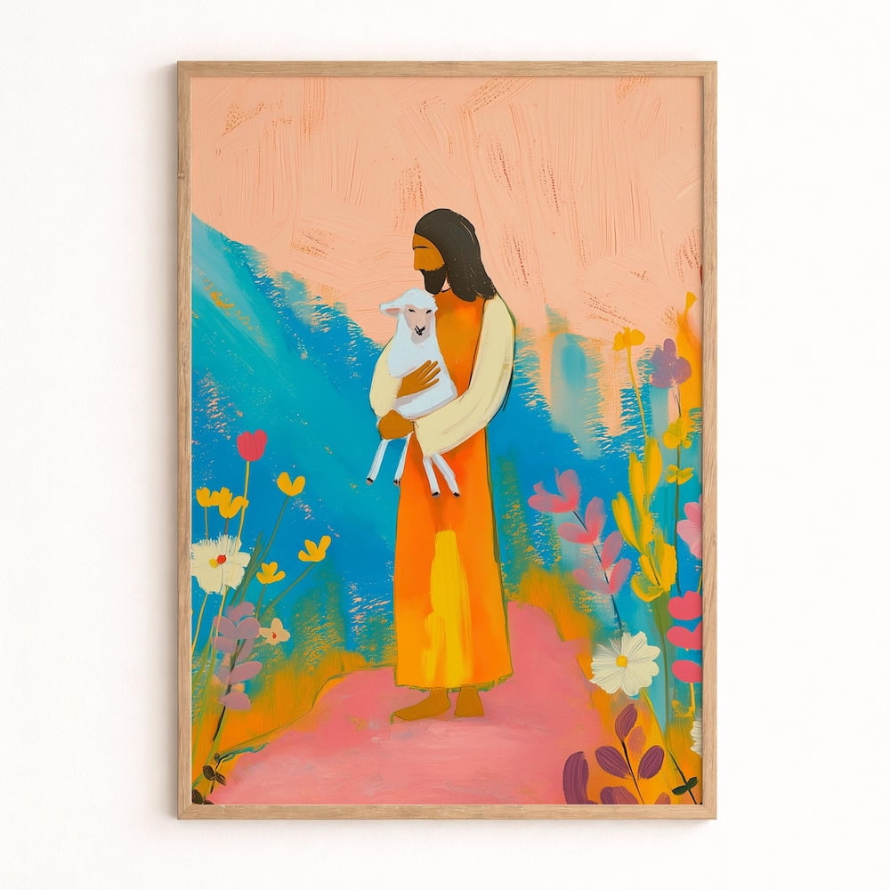 Jesus & The Lamb Painting Modern Christian Art Bible Verse Wall Art ...