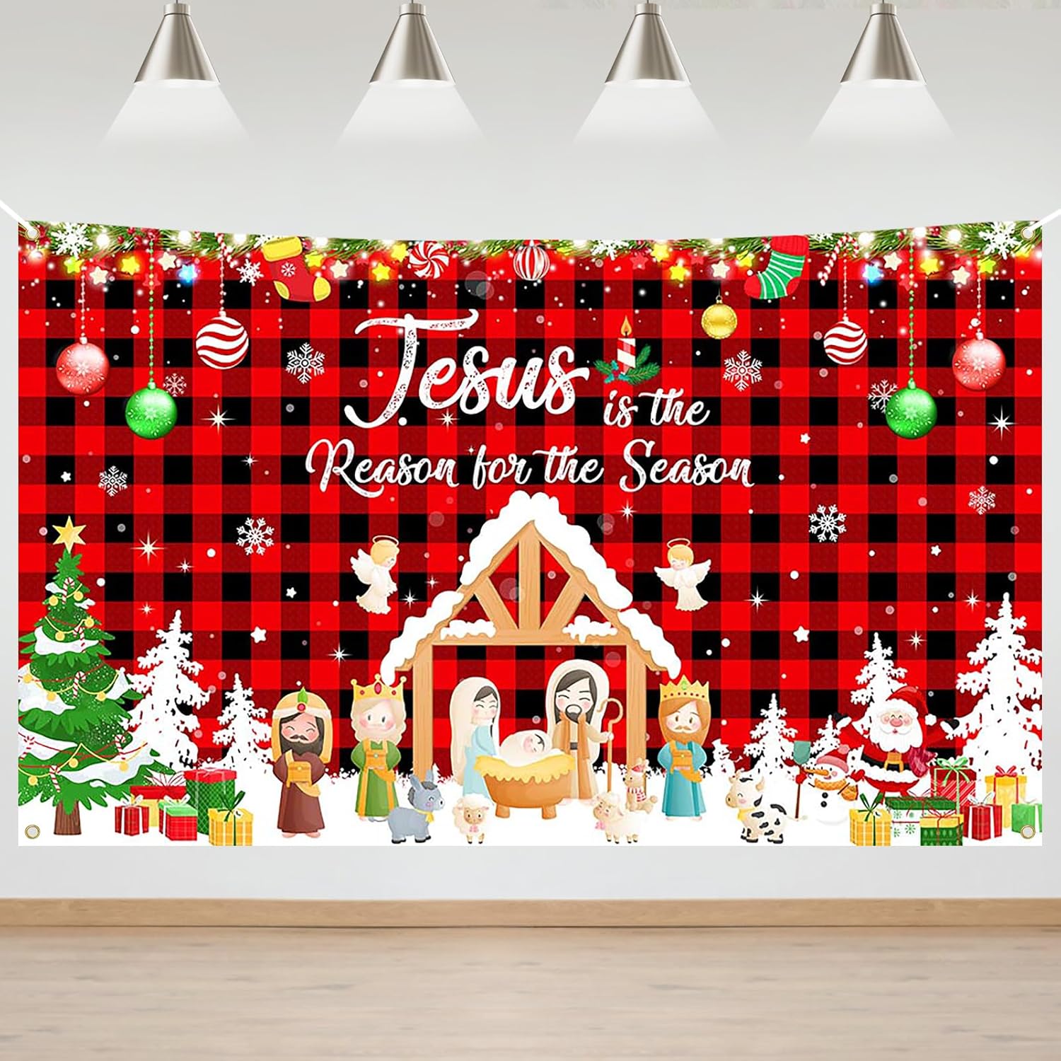 Jesus is The Reason for The Season Backdrop Christmas Nativity Banner ...