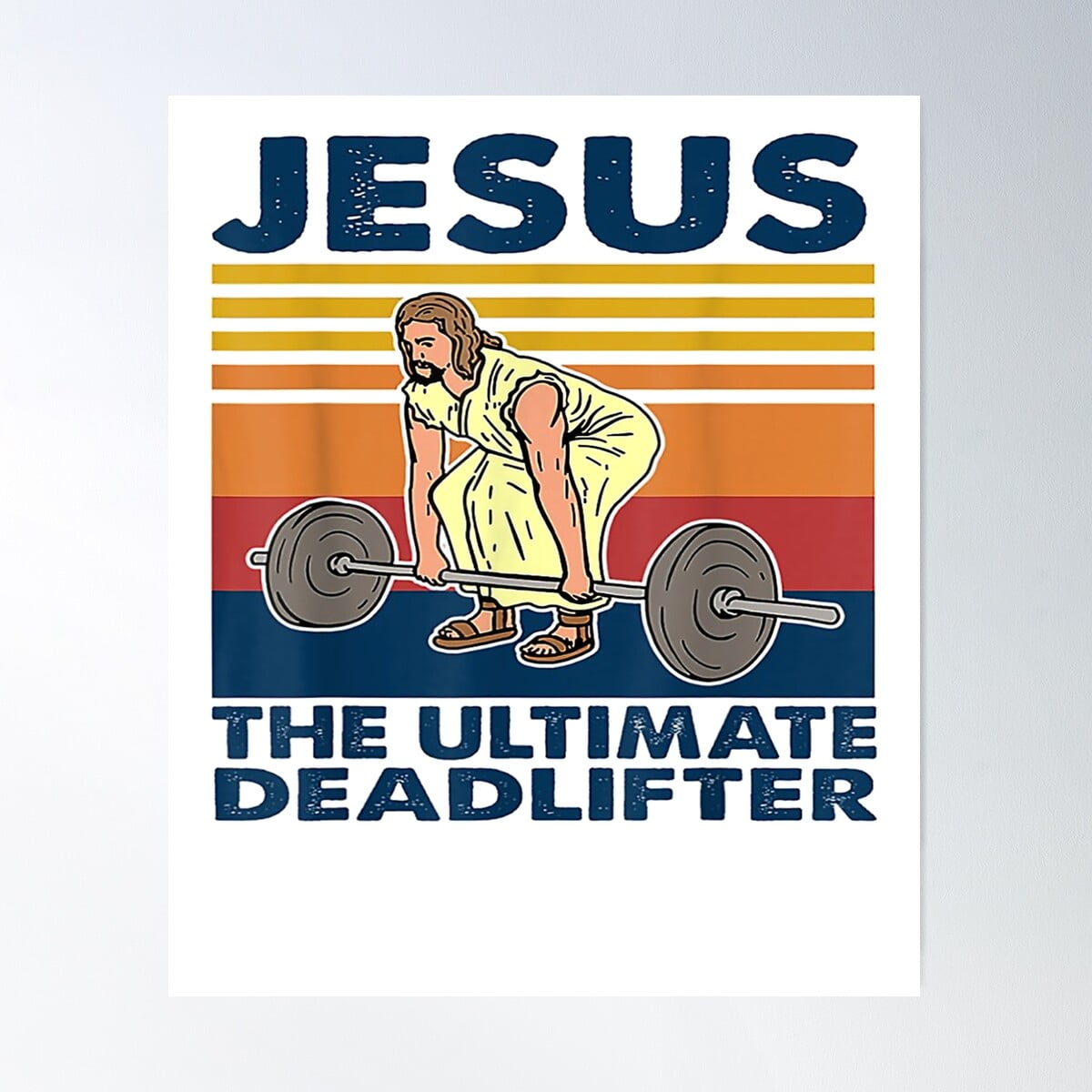 Jesus The Ultimate Deadlifter Weightlifting Poster Wall Art, Modern ...