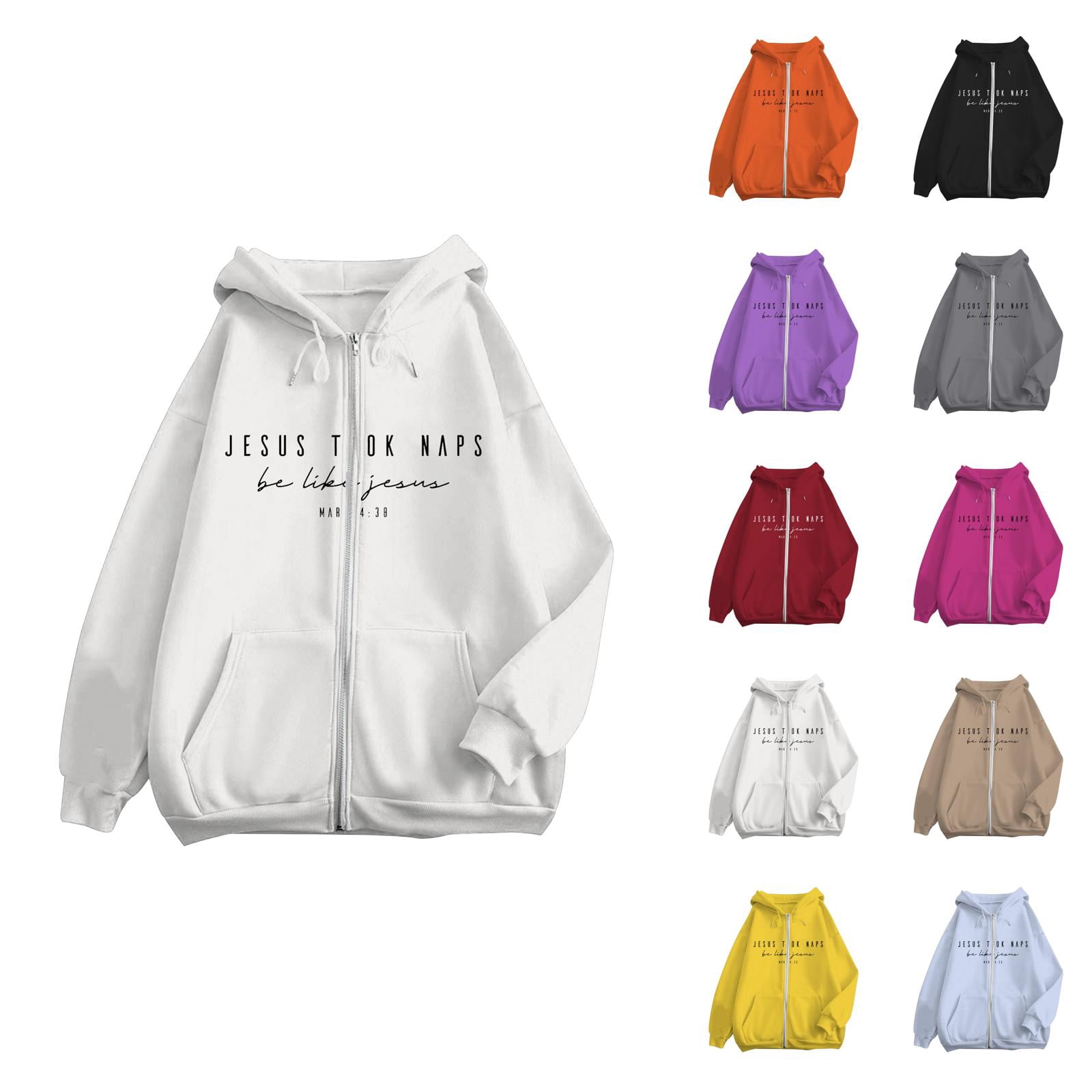 Jesus Took Naps Hoodies for Women 2025 Long Sleeve Zip Up Christian ...