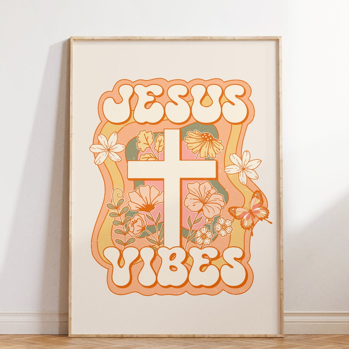 Jesus Vibes Wall Print, Christian Wall Art, Retro Christian Poster ...