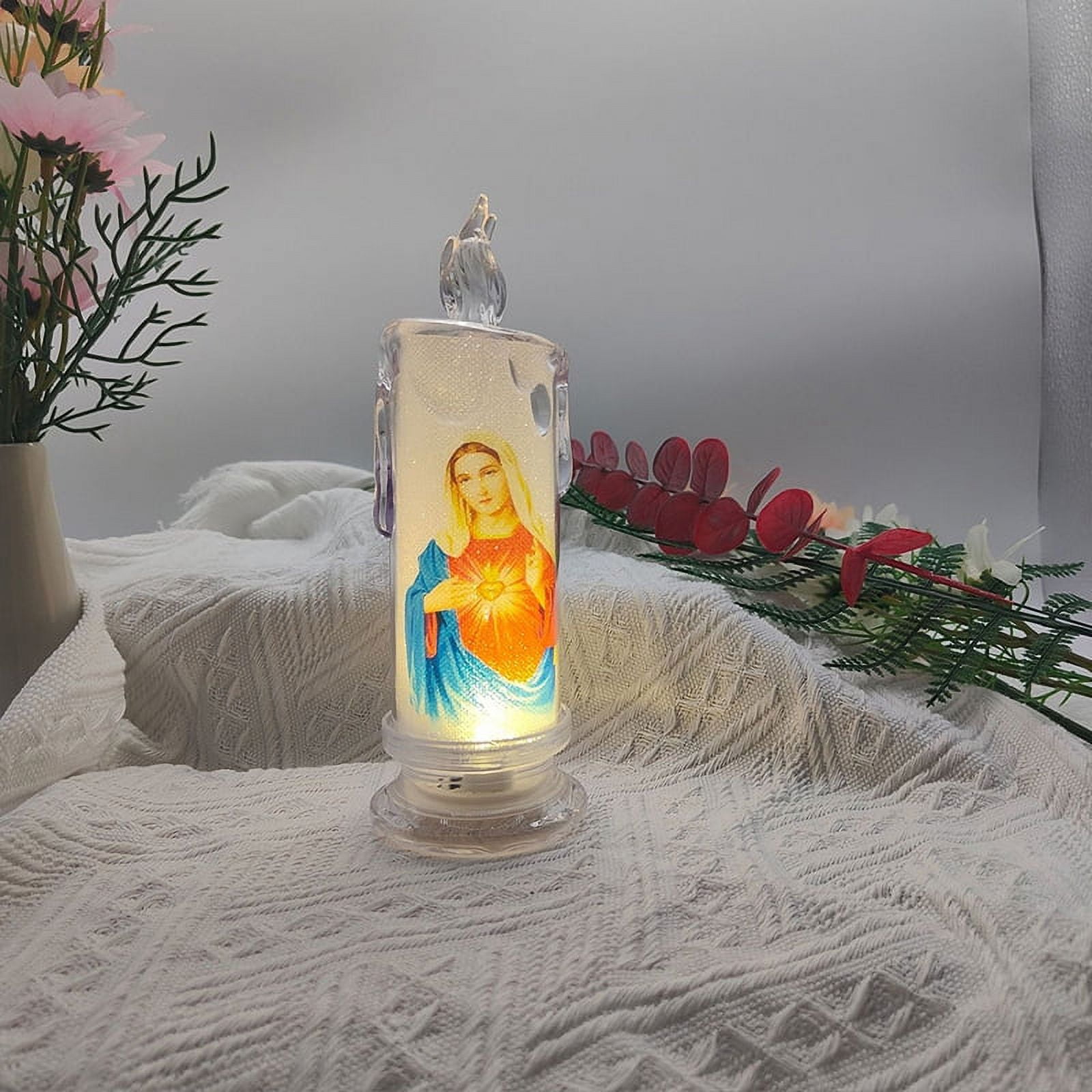 Jesus Virgin Christ Candle Lamp Romantic Tea Light Electronic Flameless ...