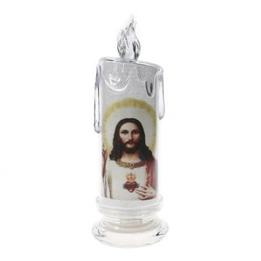 Stonebriar Flameless LED 8" Multi-color Religious Prayer Pillar Candle ...