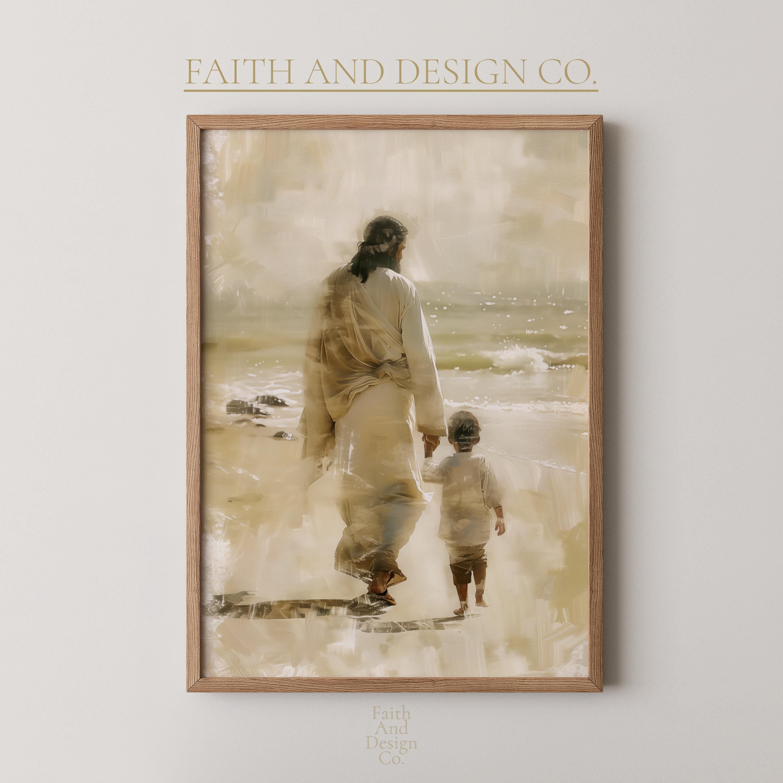 Jesus Walking With Child Wall Art, Christian Printable, Jesus Art For ...