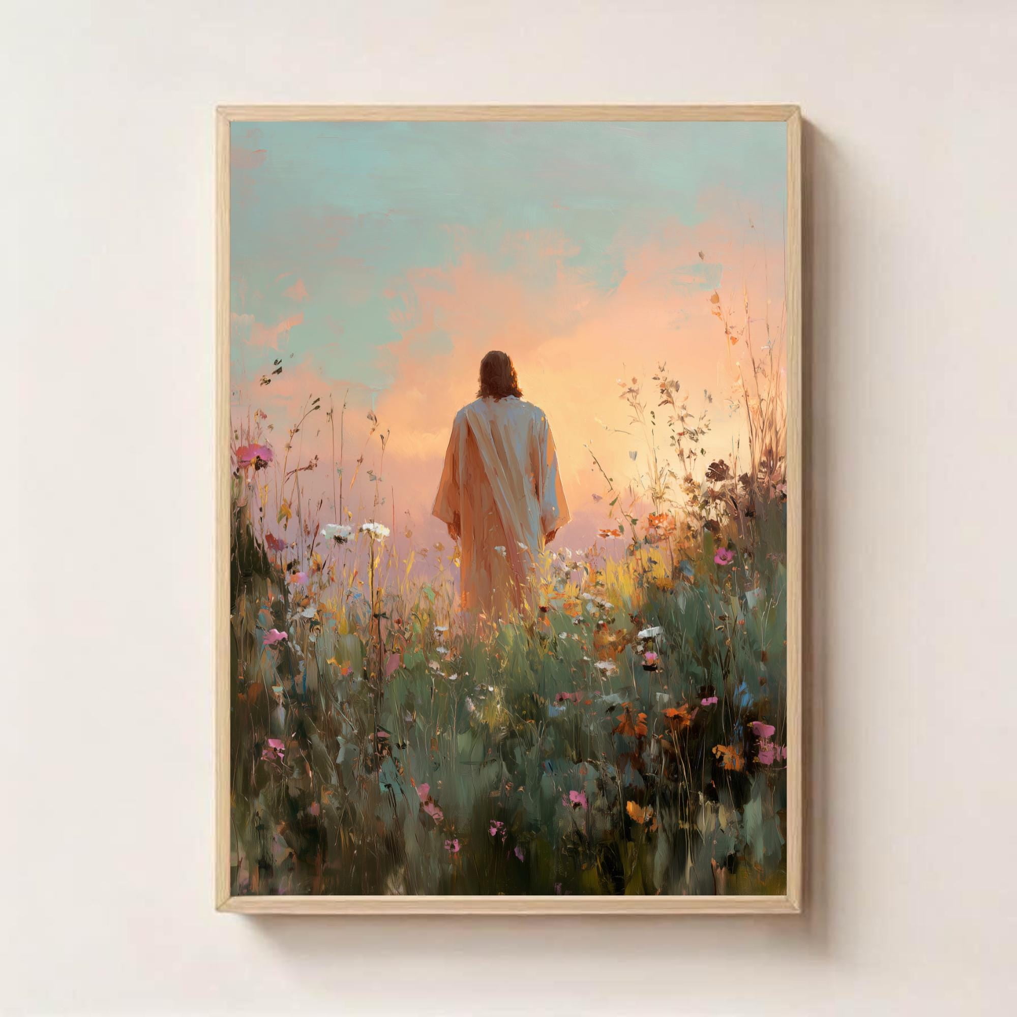 Jesus Walking In Field Art Print – Peaceful Christian Wall Decor ...