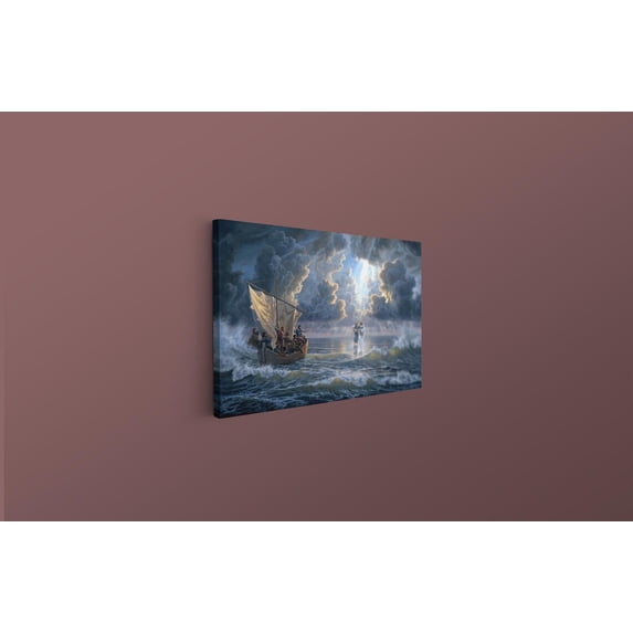 Jesus Walking On Water, Christian Wall Art, Stormy Sea Biblical Scene ...