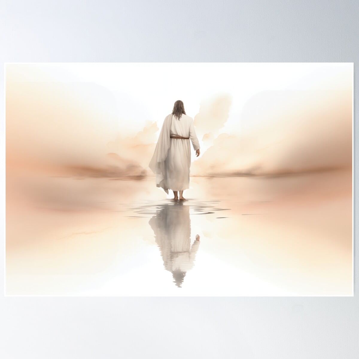 Jesus Walking On Water Horizontal Watercolor Artwork Poster Wall Art ...