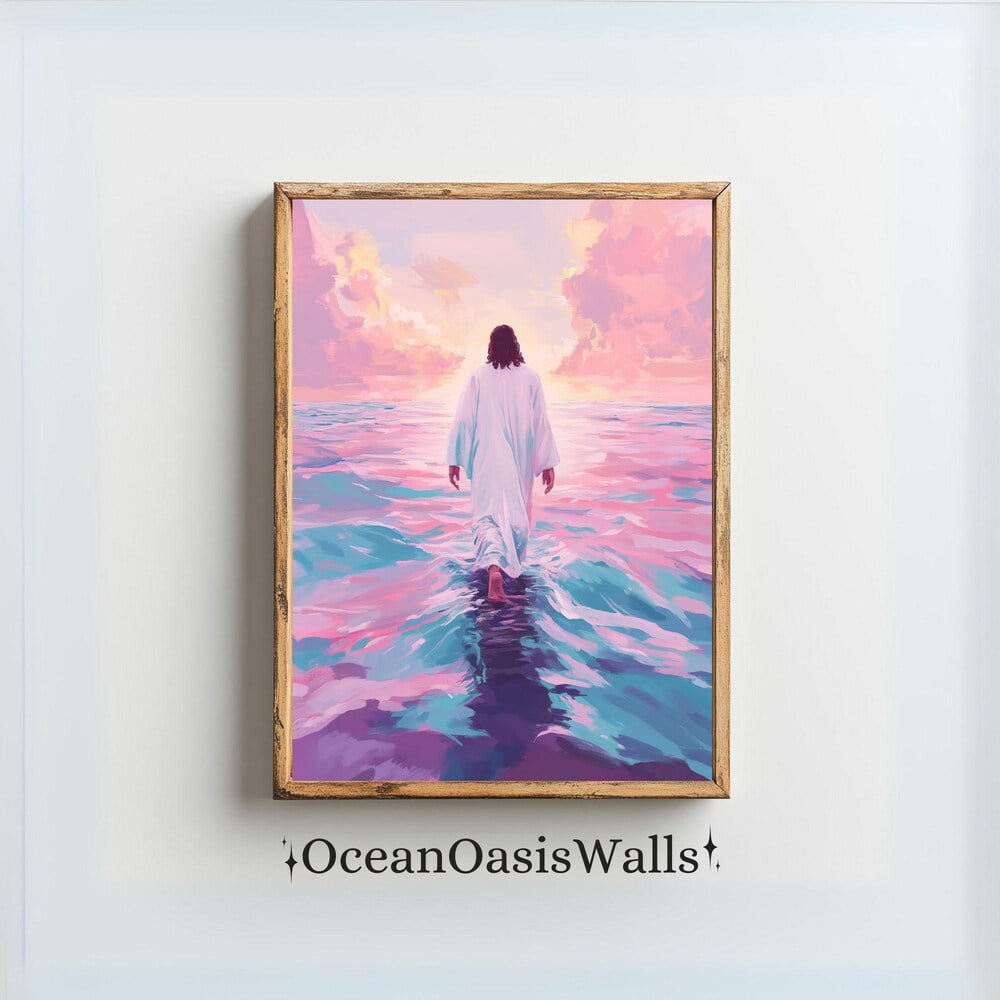 Jesus Walking On Water Poster Religious Painting, Savior Wall Art ...