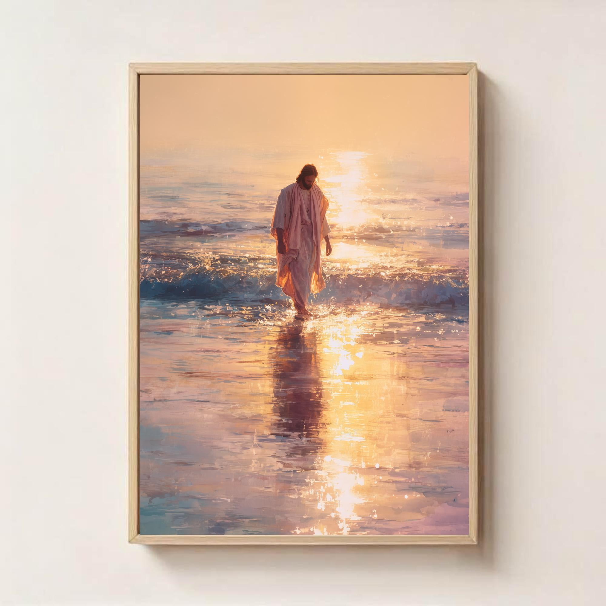 Jesus Walking On Water Art Print, Modern Impressionist Christian Art ...
