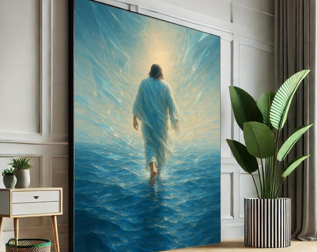 Jesus Walking On Water , Christian Faith Wall Art, Spiritual Ocean ...