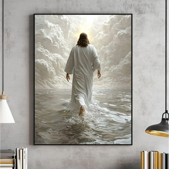 Jesus Walking On Water Jesus Wall Art, Christian Artwork Print, Serene ...