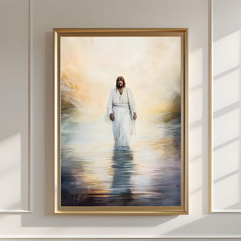 Jesus Walking On Water Painting, Christian Nursery Decor, Jesus ...