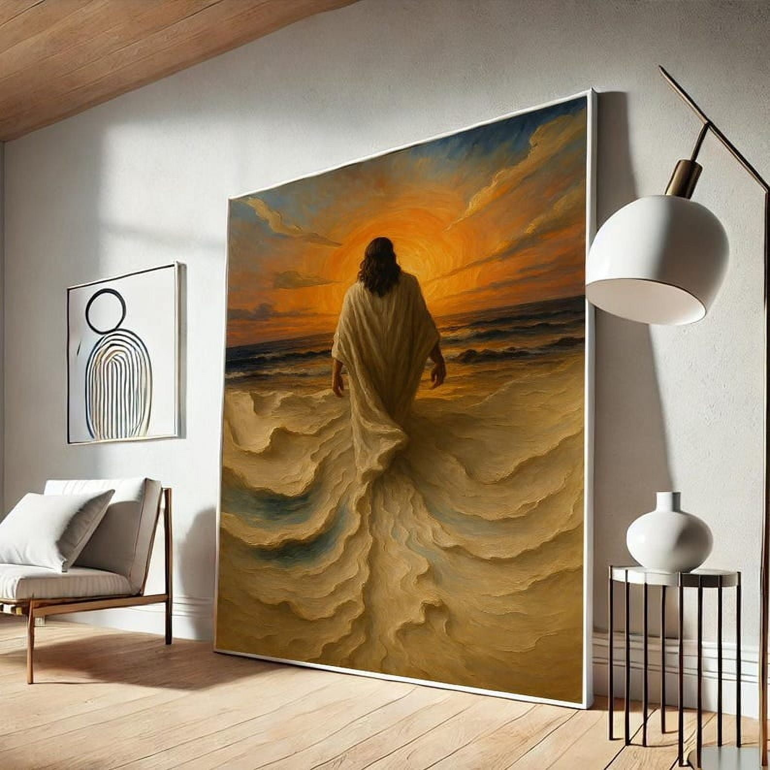 Jesus Walking On Water, Spiritual Sunset Wall Art Print, Religious ...