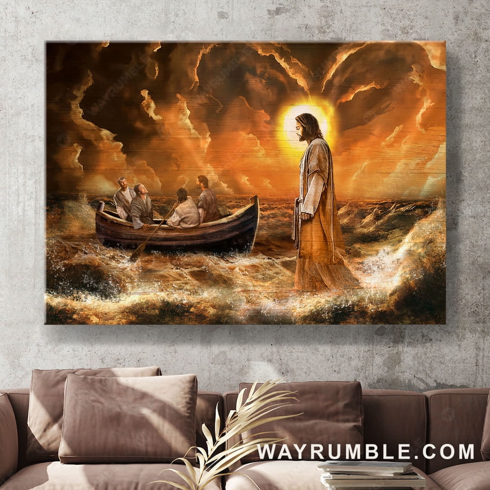 Jesus Walks On Water, Jesus Guides Us Through Storm, Jesus Painting ...