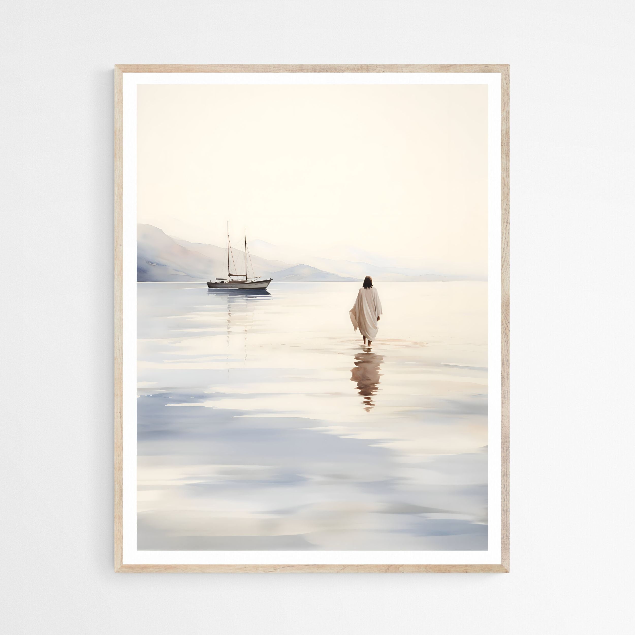 Jesus Walks On Water , Wall Art, Modern Jesus Bible Wall Art, Print Art ...