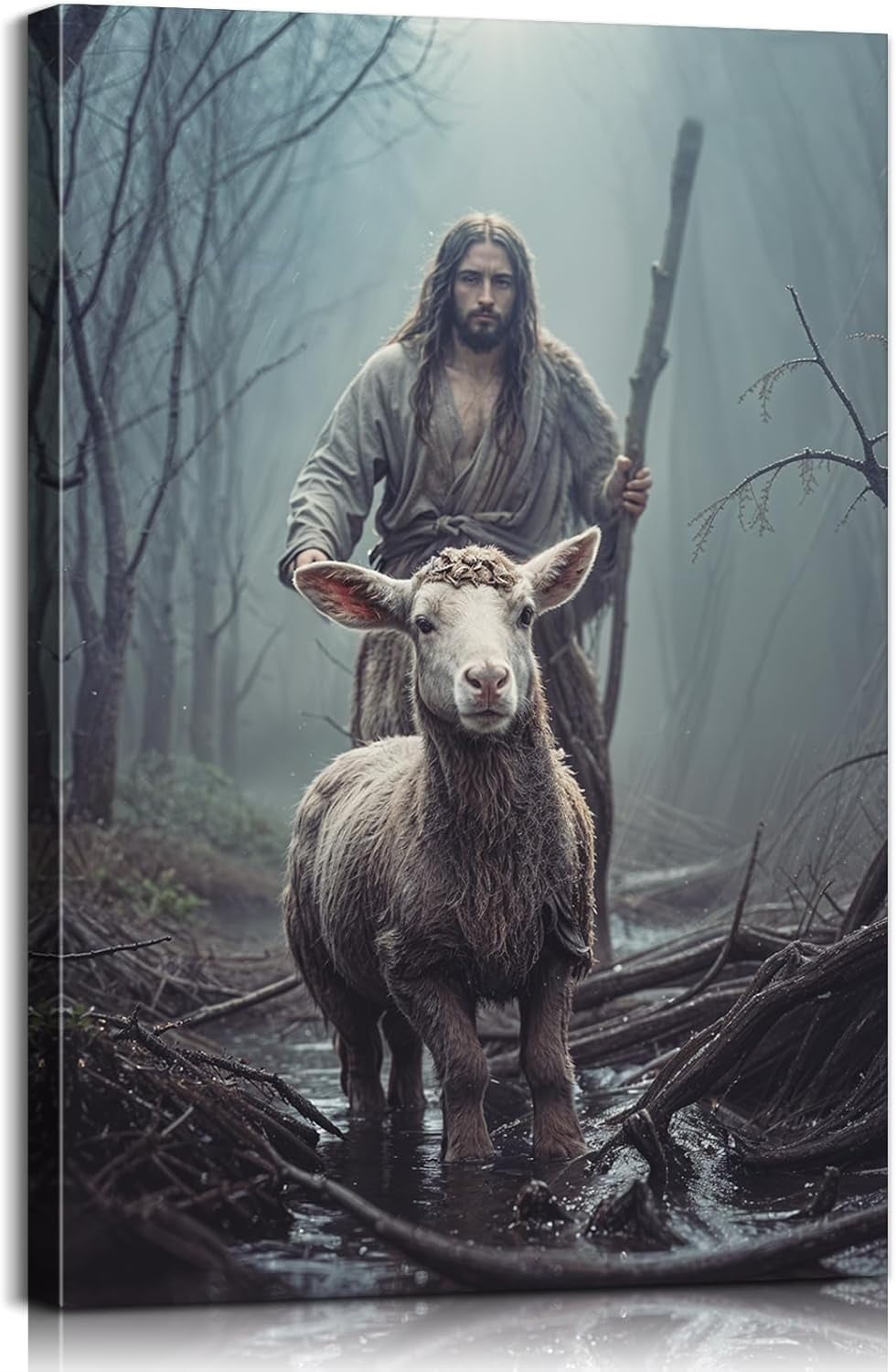 Jesus Wall Art Christian Wall Art Jesus Running After Lost Lamb Canvas ...