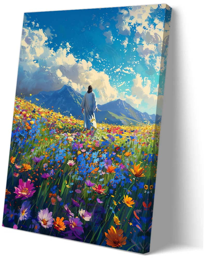 Jesus Wall Art Floral Poster Religious Poster Landscape Wall Bedroom ...