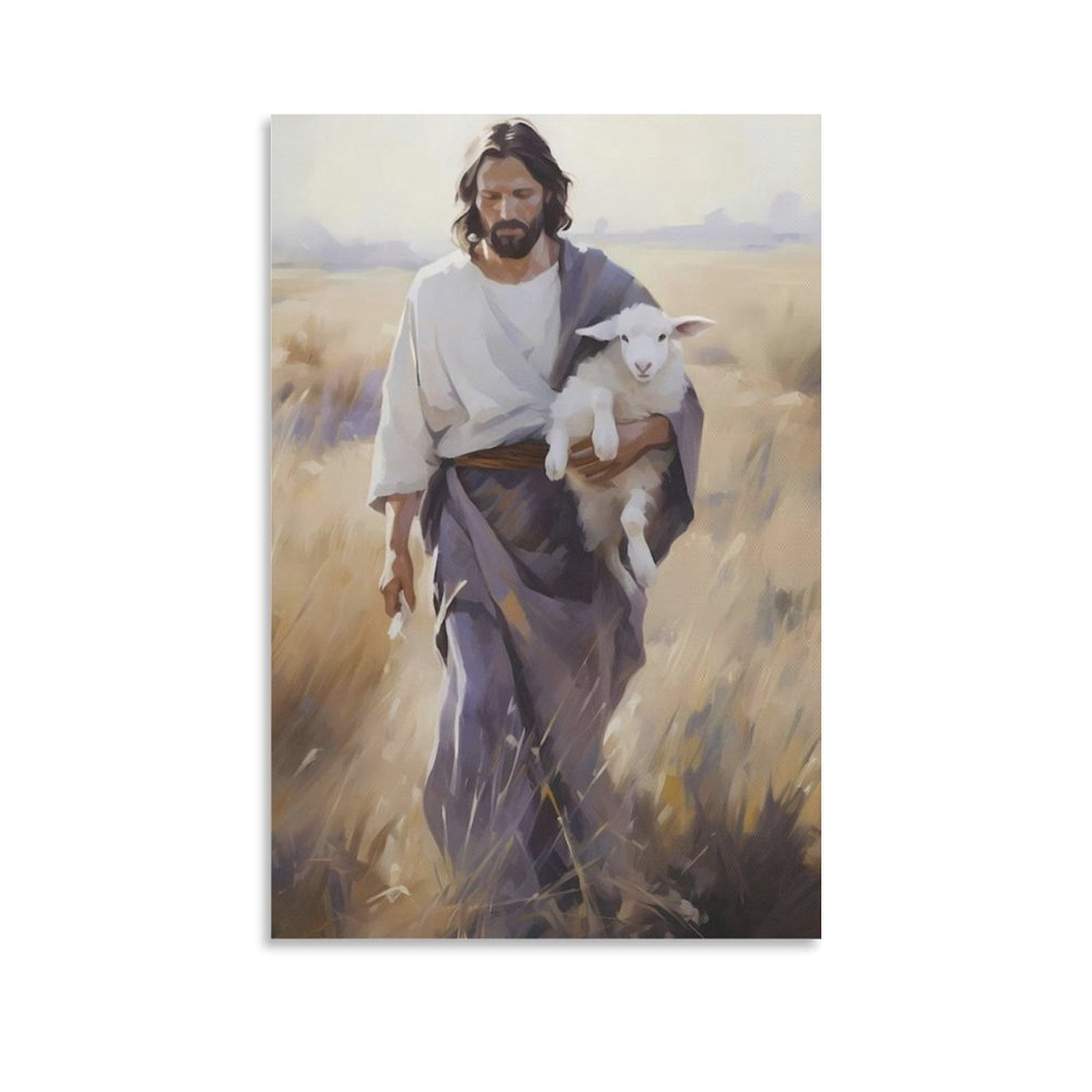 Jesus Wall Art Jesus And The Lost Lamb Canvas Painting Good Shepherd ...