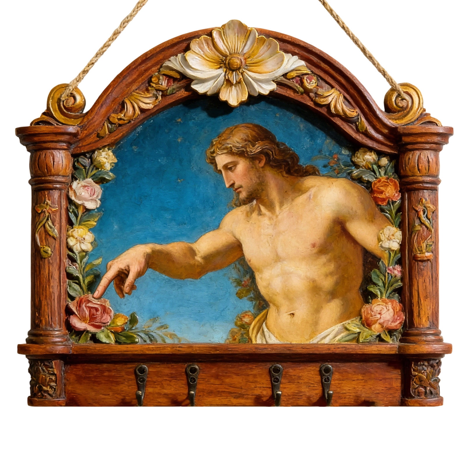 Jesus Wall Art Keychain - 2D Religious Key Holder Wall Mount with ...