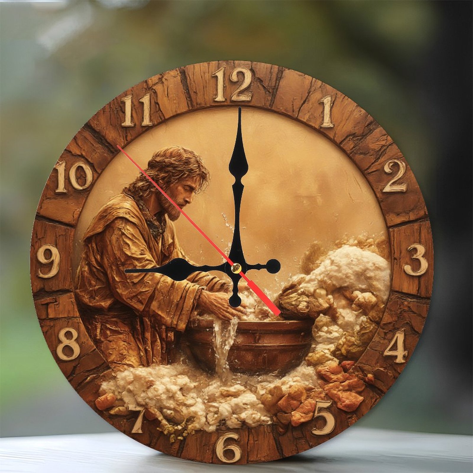 Jesus Washing Disciples Feet Wall Clock Home Decor 10-Inch Silent ...