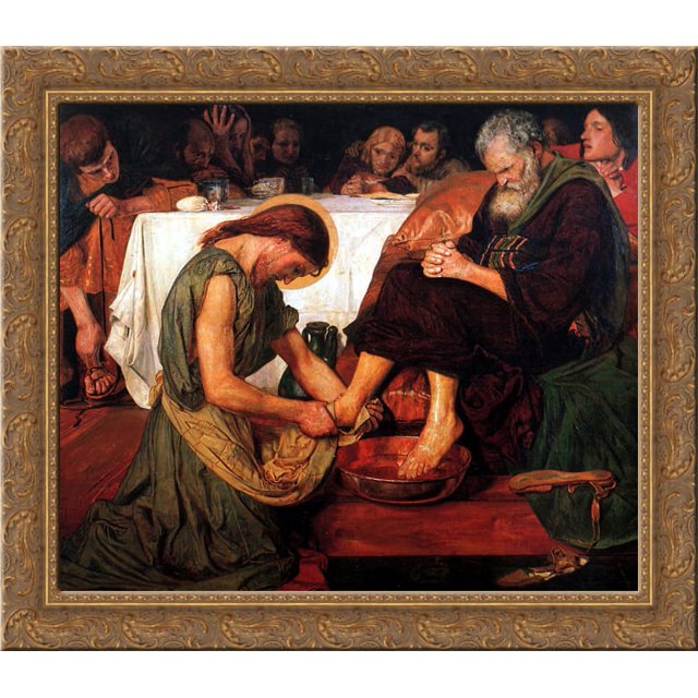 Jesus Washing Peter's Feet 24x20 Gold Ornate Wood Framed Canvas Art by ...