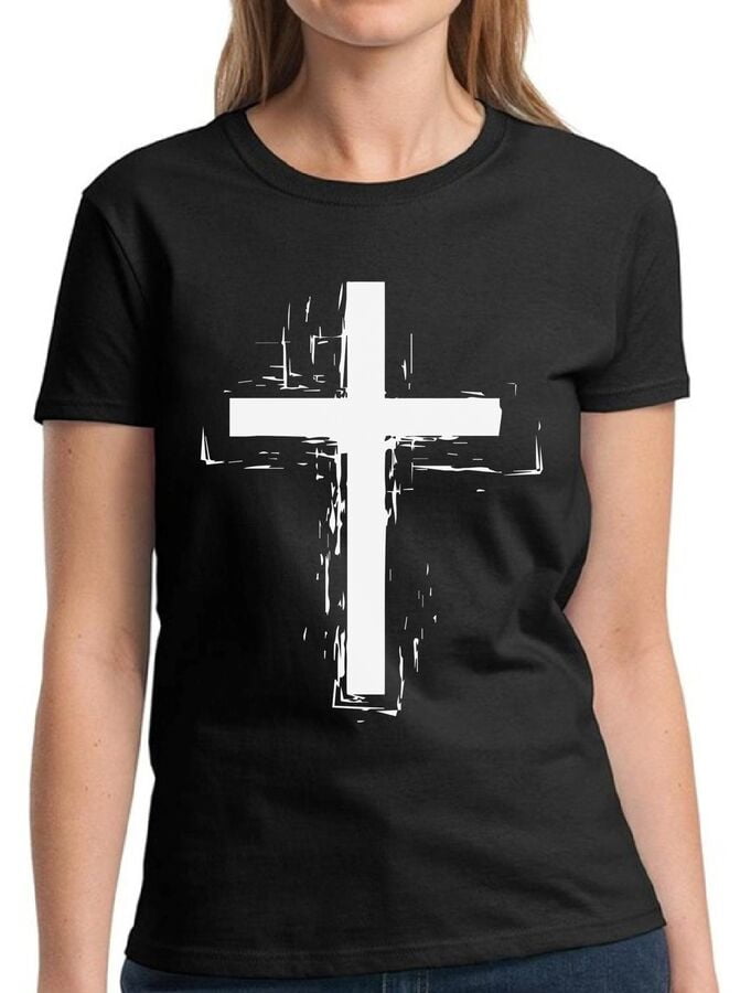 Jesus White Cross Christian Women Tee Religious Worship Faith Blessed ...