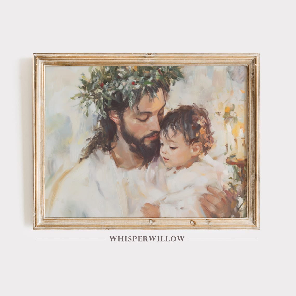 Jesus With Child Abstract Winter Portrait, Spiritual And Holy Art ...