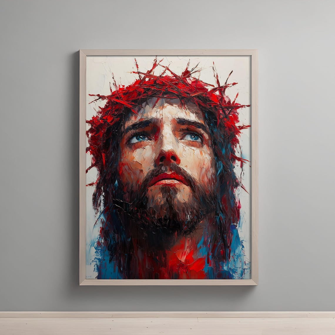 Jesus With Crown Of Thorns Portrait Christian Religious Art Passion Of ...