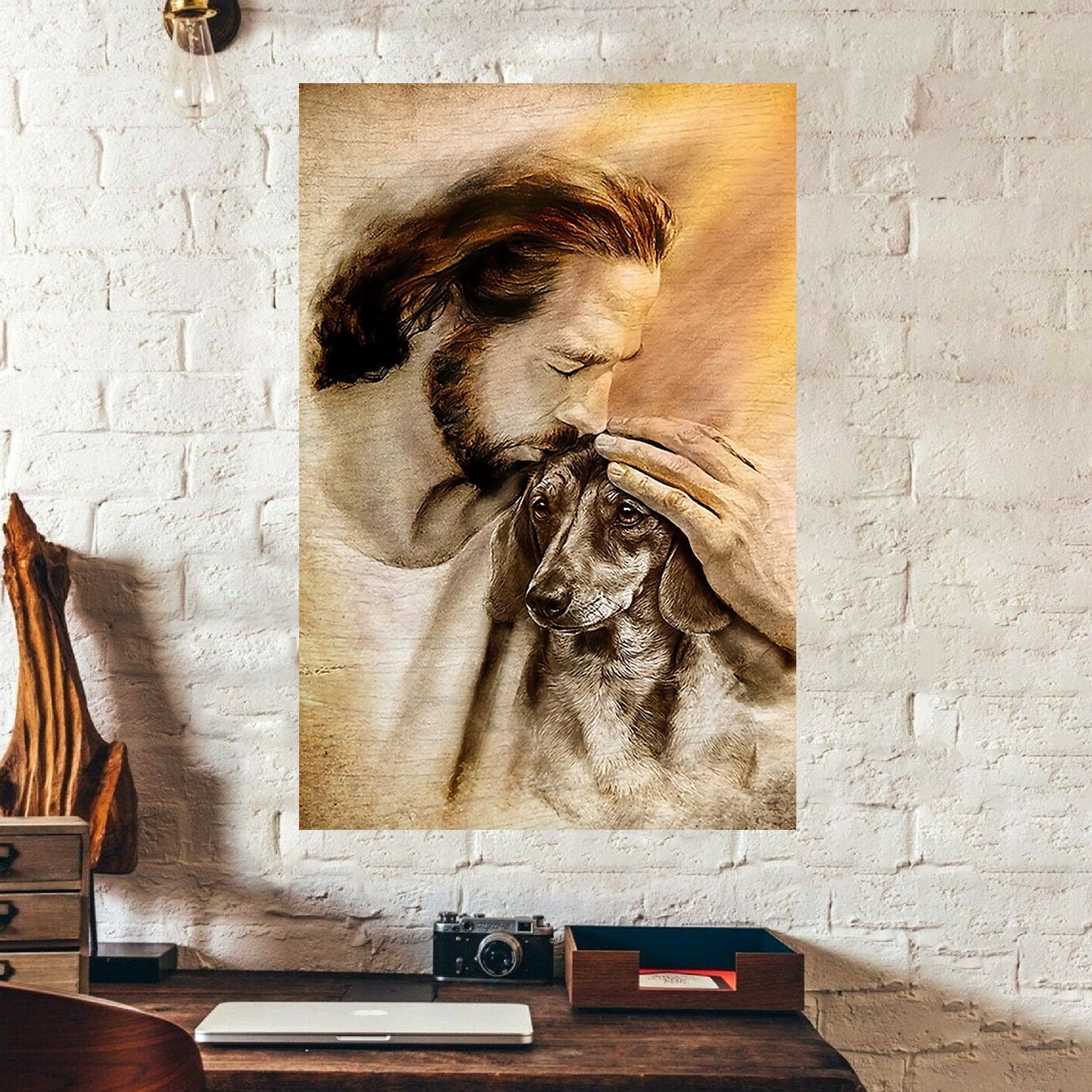 Jesus With Lovely Dachshund Dog Poster Jesus Poster 24 x 36 Inch Poster ...